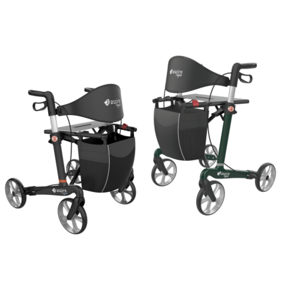 Aspire Vogue Carbon Fibre Rollator | Lightweight Luxury Seat Walker