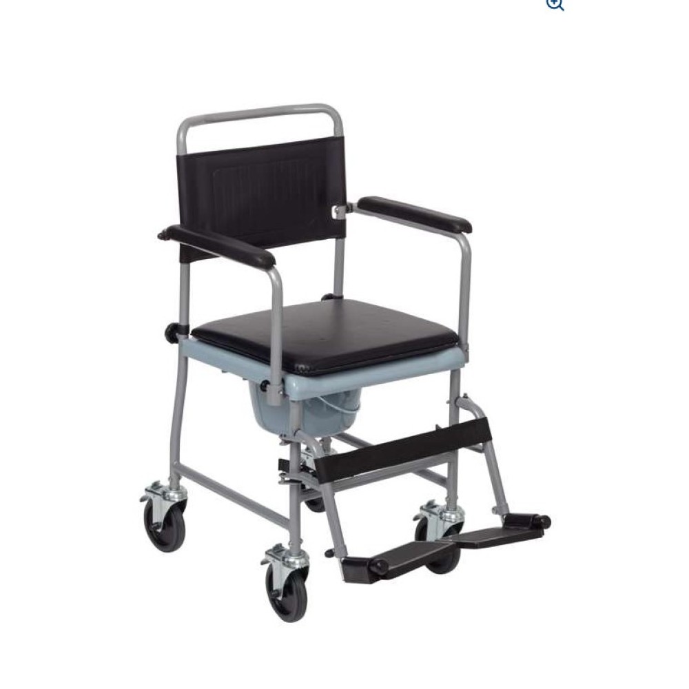 Glideabout Commode Chair – Mobile Padded Toilet Chair with Lockable Wheels