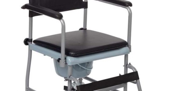 Glideabout Commode Chair – Mobile Padded Toilet Chair with Lockable Wheels