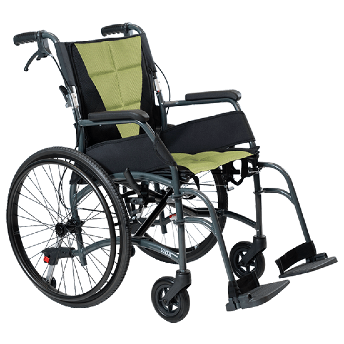 Aspire VIDA 500mm Olive Wheelchair – Lightweight Self-Propelled, Spacious