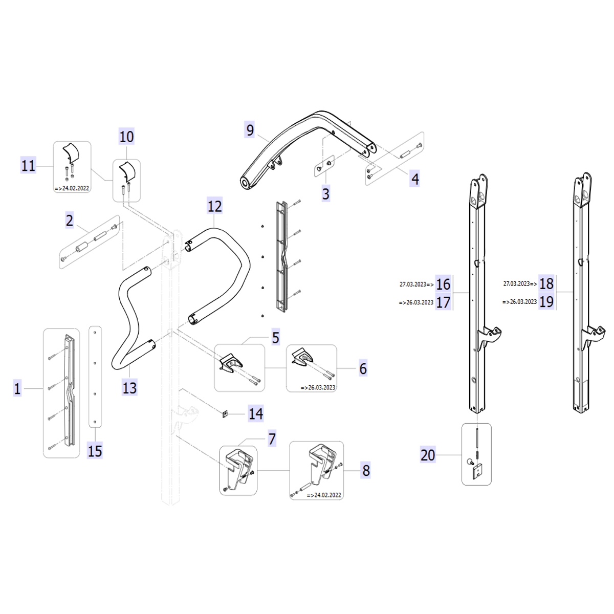 Invacare Mast and Boom Spare Parts for Birdie Evo Compact Mobile Hoist